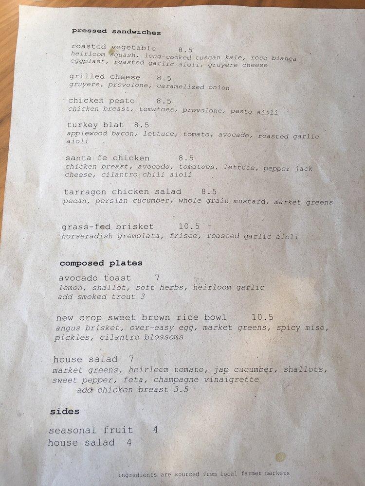 Menu at Dialog Cafe, West Hollywood