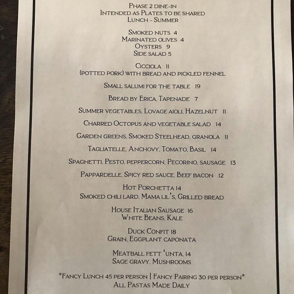 Menu at Gander and Ryegrass pub & bar, Spokane