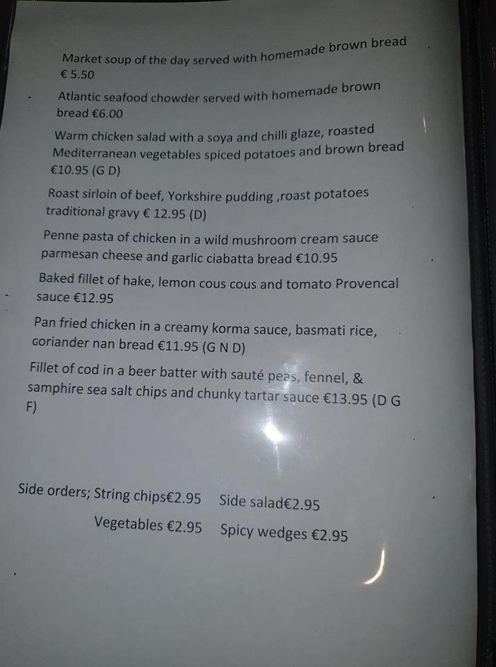 Menu at Juniper Restaurant, Mallow