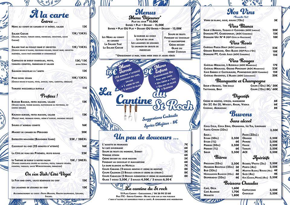 Menu au Le Saint Roch restaurant, Carcassonne