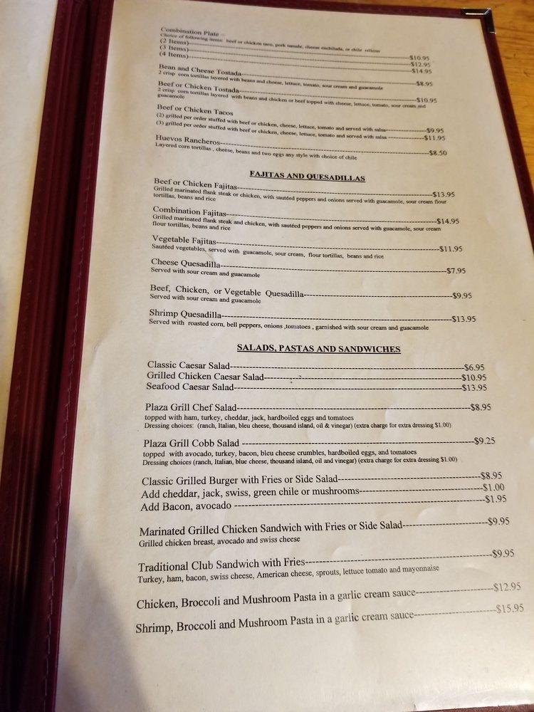 Menu at Ranchos Plaza Grill restaurant, Ranchos de Taos