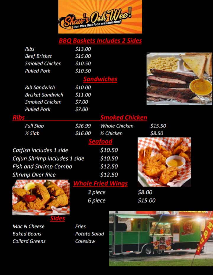 Menu at Shaws Ooh Wee restaurant, Orlando
