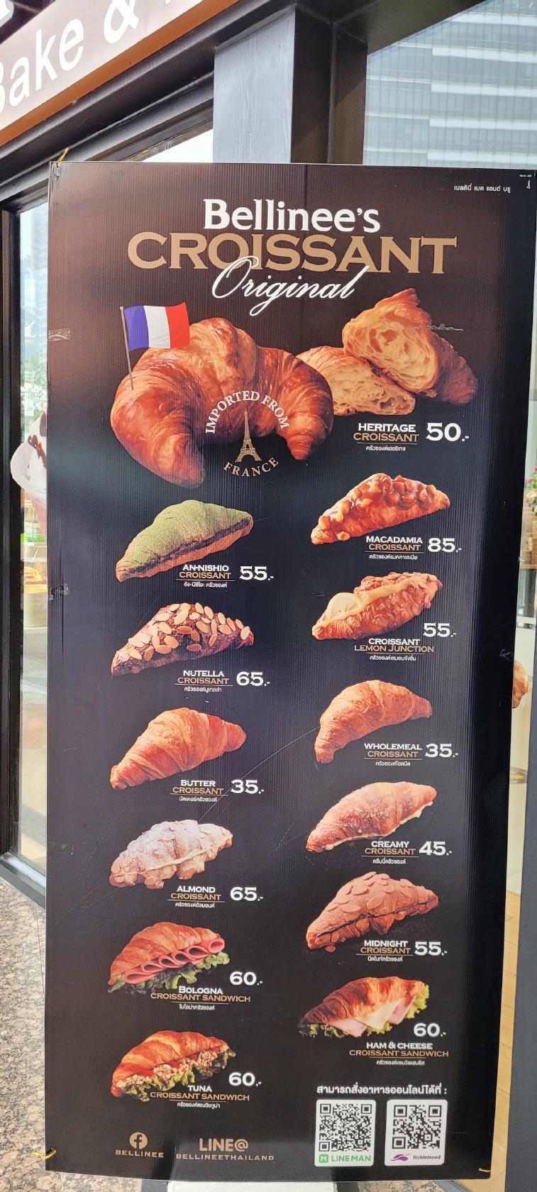 Menu at Bellinee's Bake & Brew cafe, Bangkok, 100 N Sathon Rd
