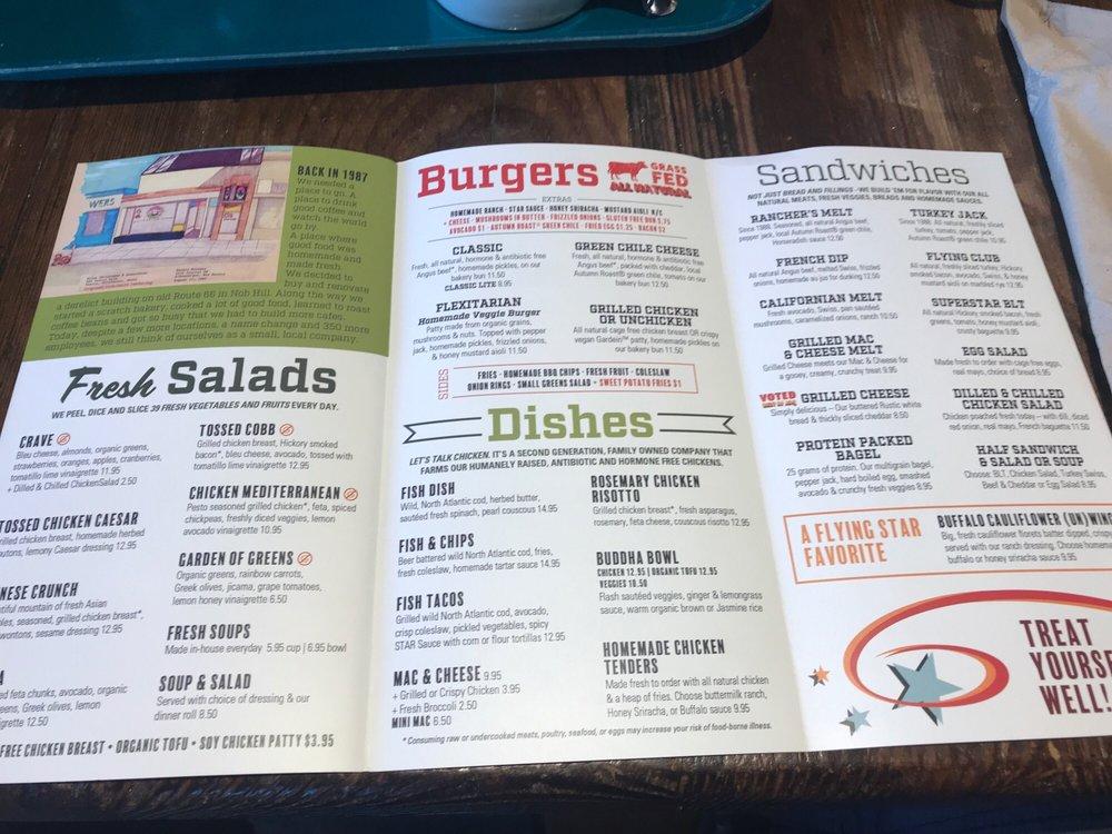 Menu at Flying Star Cafe, Albuquerque, Menaul Blvd NE