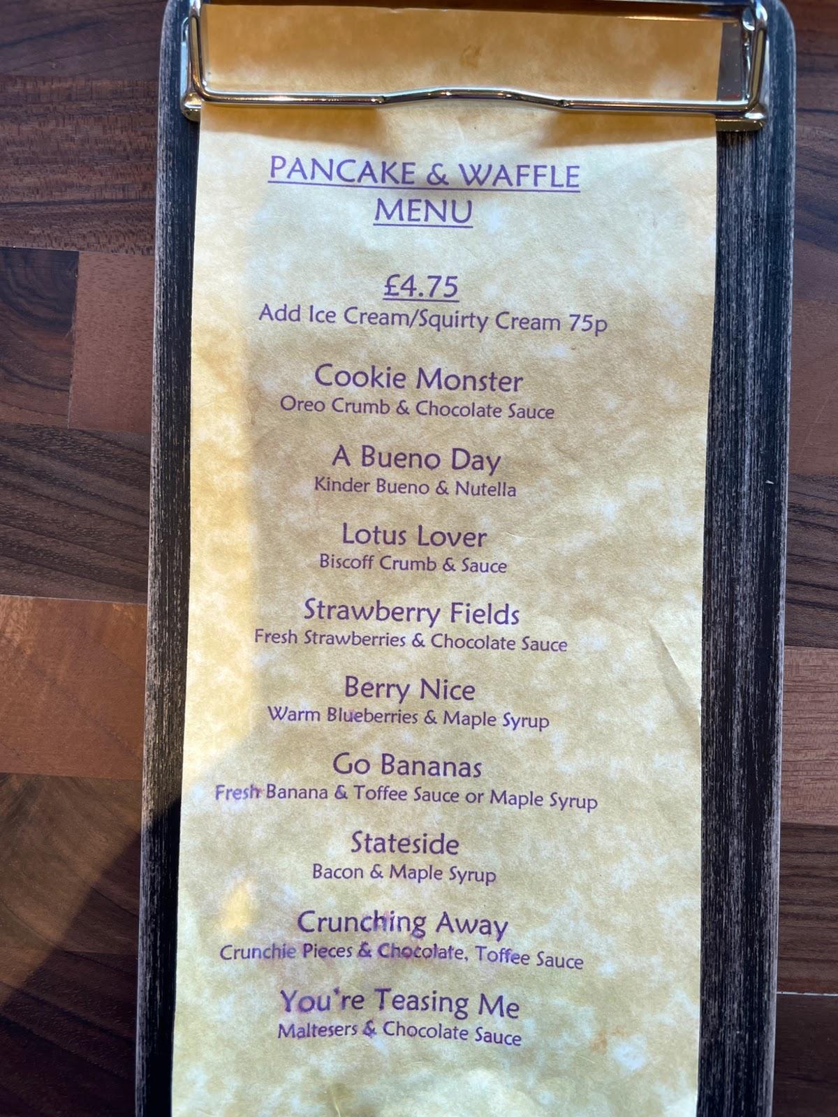 Menu at Aroma Cafe, Birkenhead