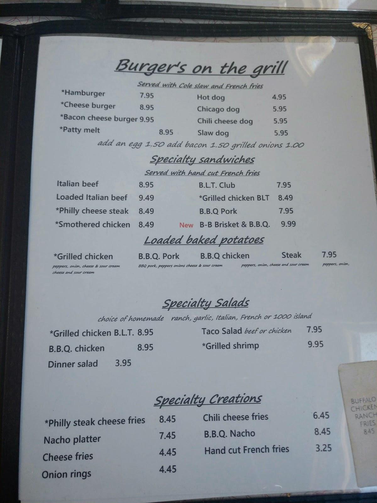 Menu at Dixie Lee Diner restaurant, Monteagle