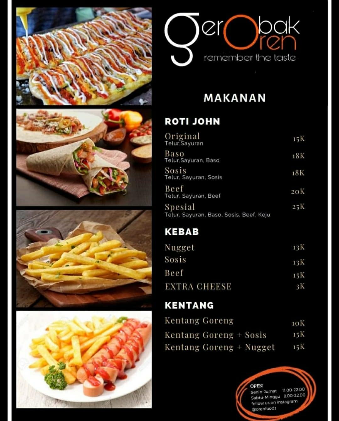 Menu at Gerobak Oren, Ciater