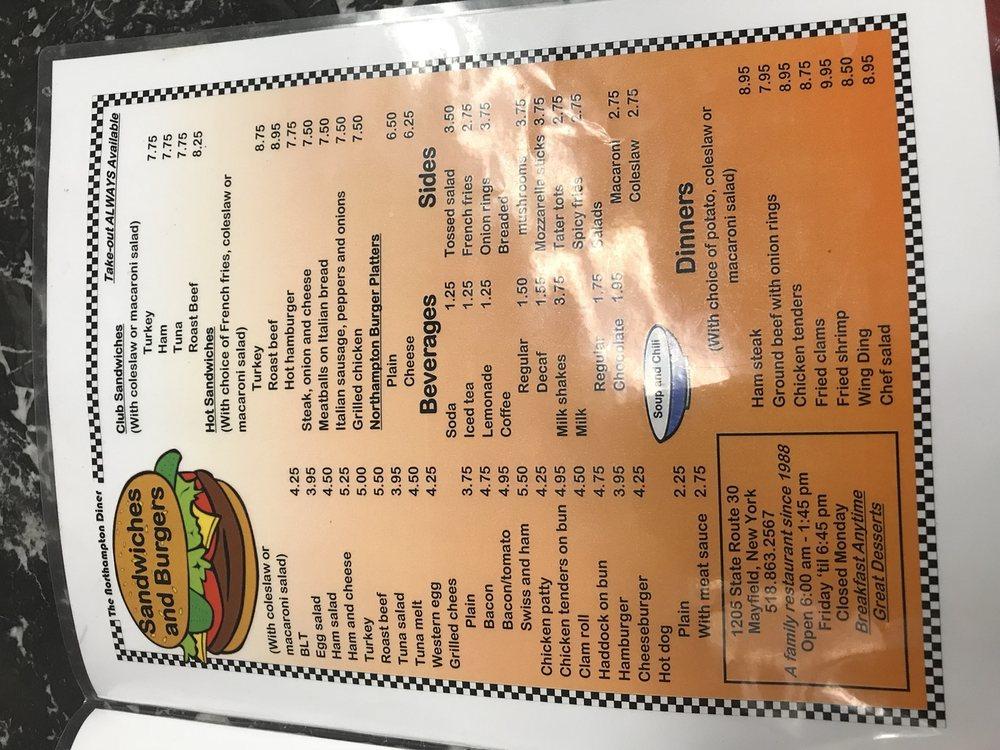 Menu at Northampton Diner restaurant, USA, NY-30