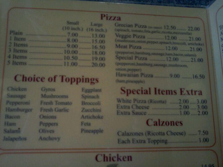 Menu at Post Corner Pizza pizzeria, Clearwater