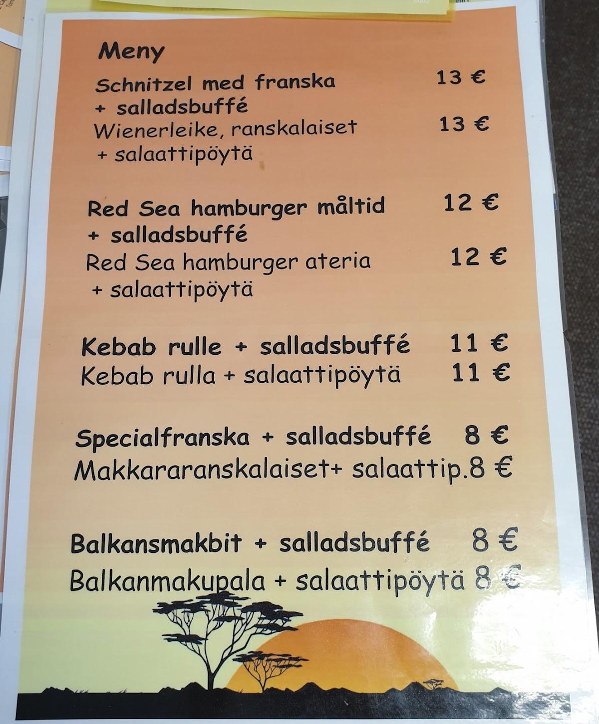 Menu at Red Sea Lunch Café restaurant, Finland