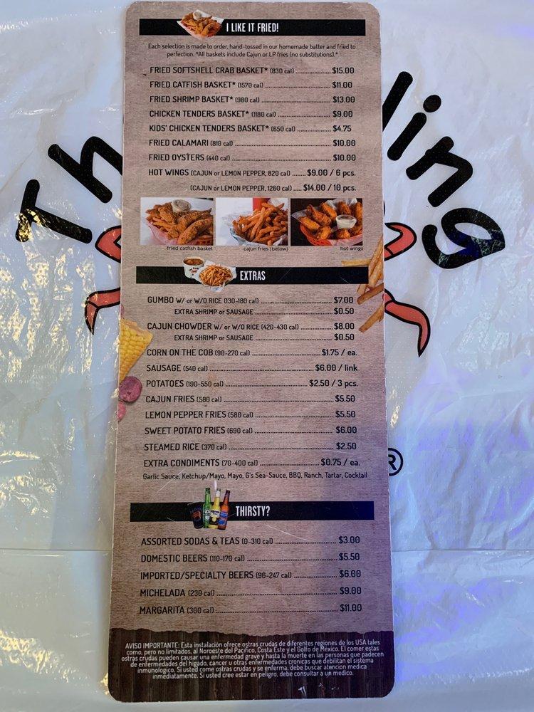 Menu at The Boiling Crab restaurant, Sacramento, 65th St #100