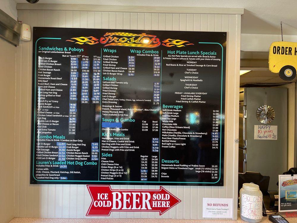 Menu at Frost Stop cafe, Metairie, 810 Clearview Pkwy