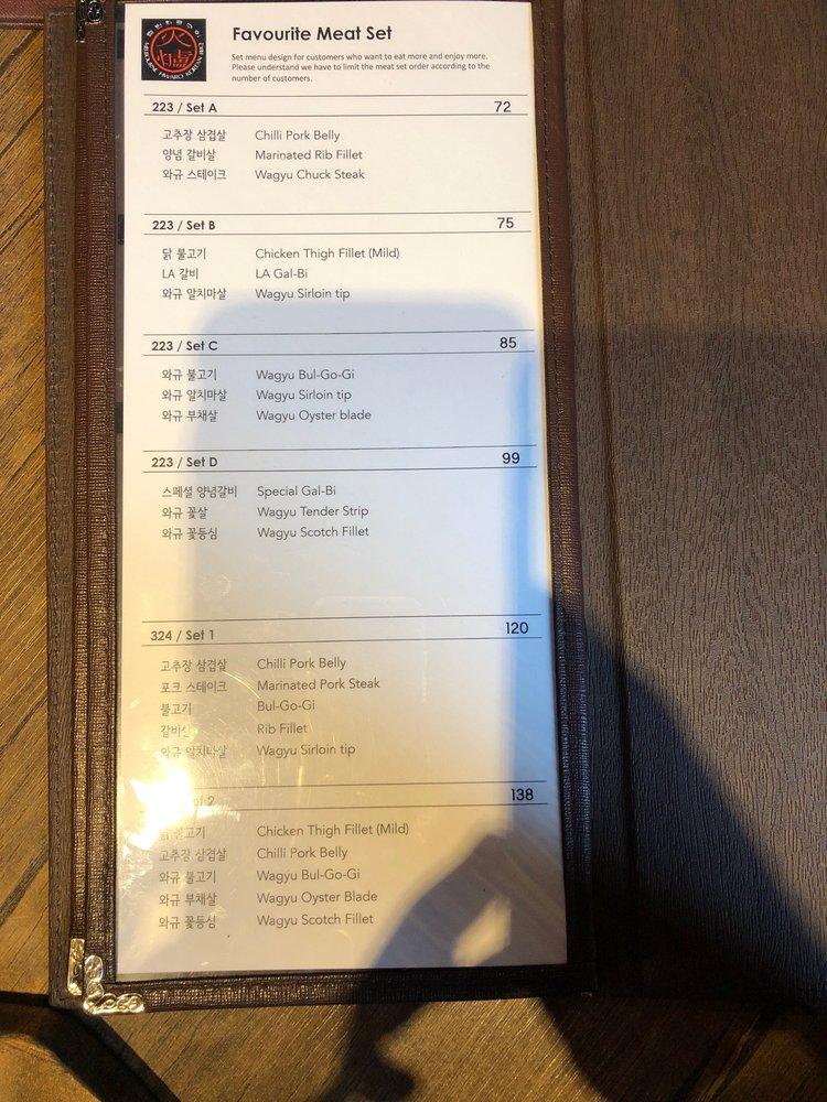 Menu at Melbourne Hwaro Korean BBQ, Melbourne
