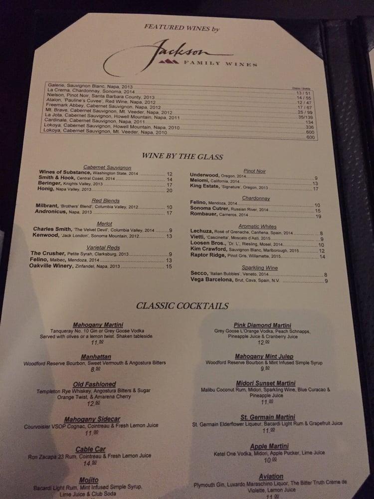 Menu at Mahogany Prime Steakhouse, Oklahoma City, 145 W Sheridan Ave