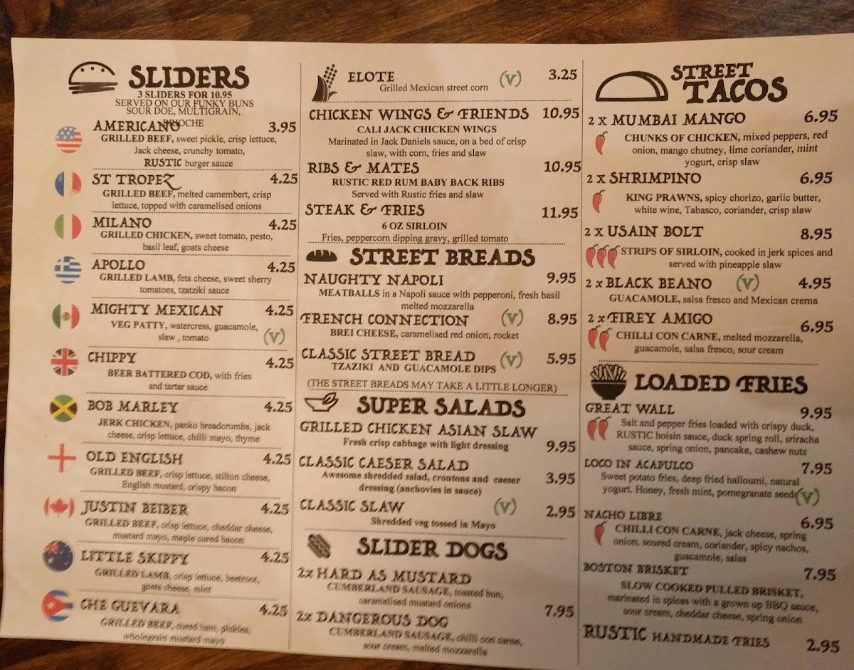Menu at Rustic pub & bar, Altrincham