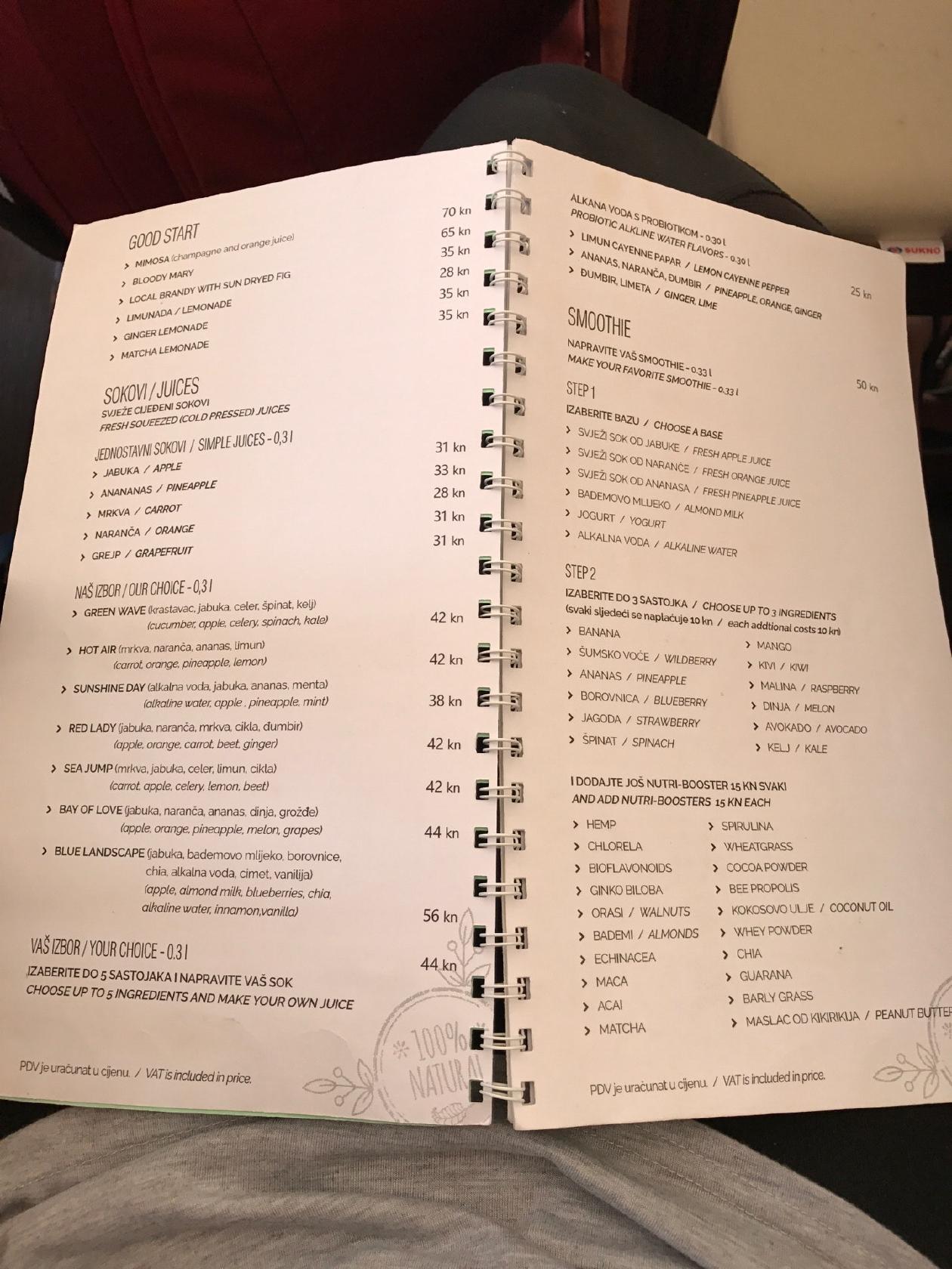 Menu at Step By Step Bistro restaurant, Split