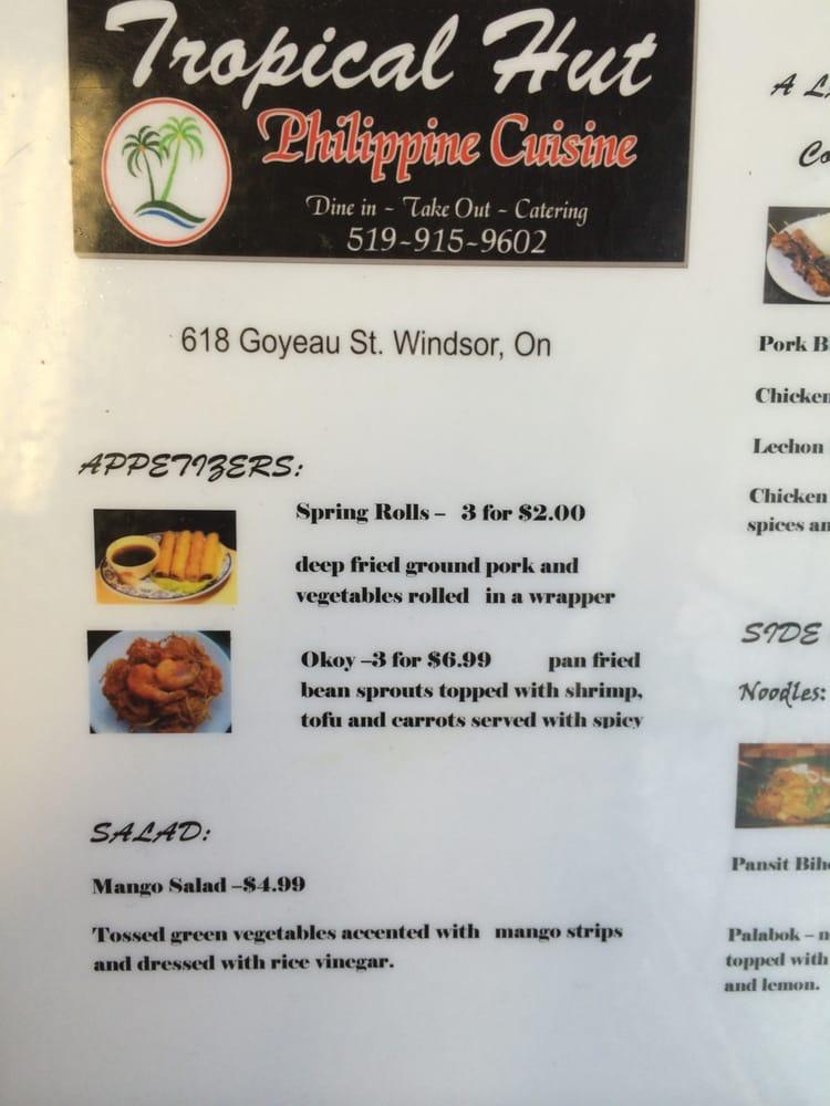 Carta del restaurante Tropical Hut Philippine Cuisine, Windsor