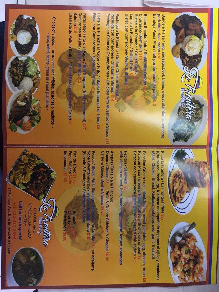 Menu at La Frontera Restaurant & Bakery, New Brunswick