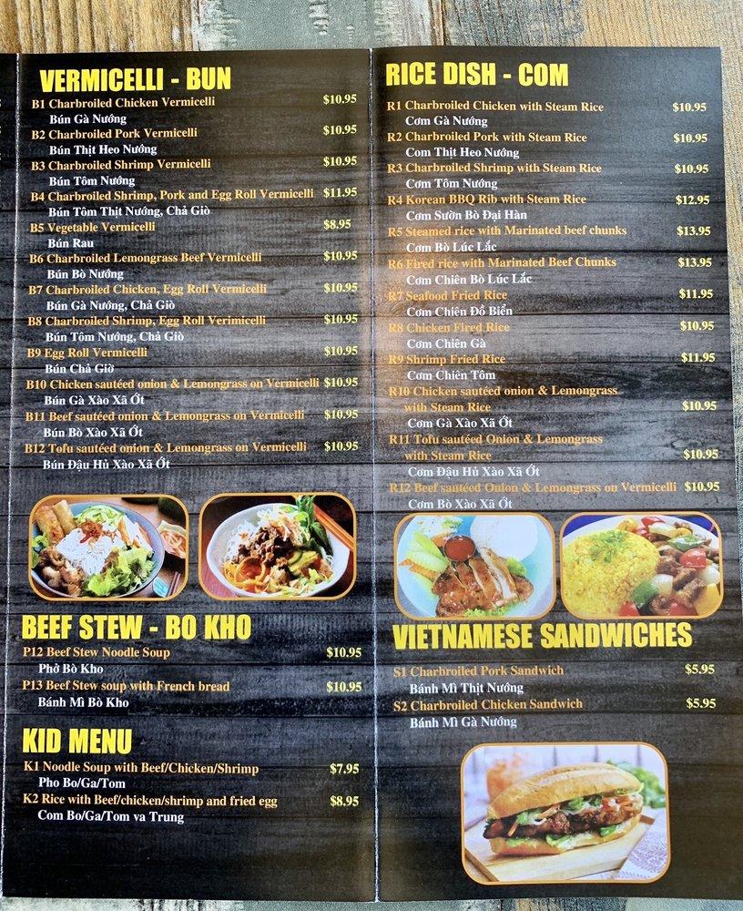 Menu at Pure Pho & Grill pub & bar, Cumming