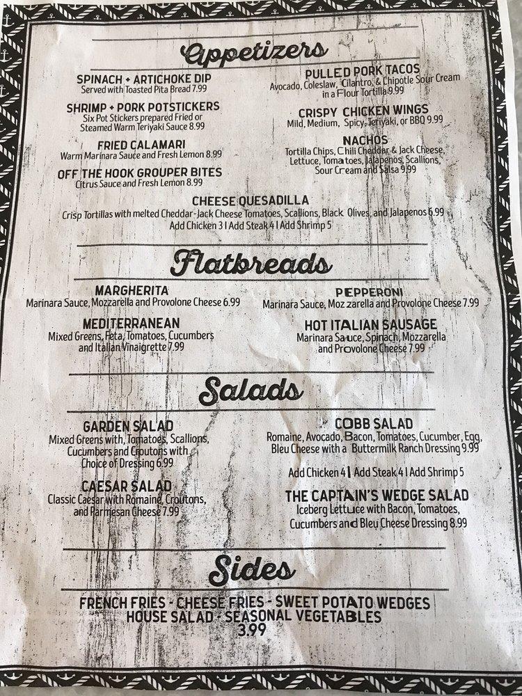 Menu at Rusty Reel pub & bar, Myrtle Beach