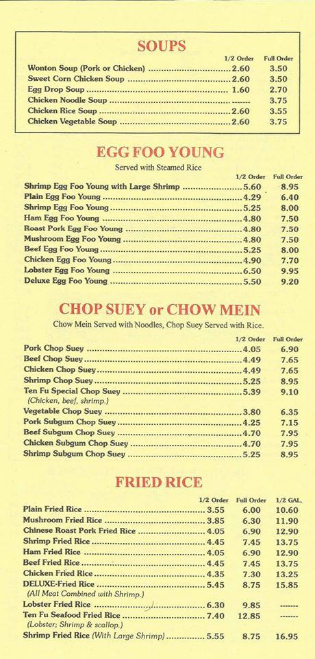 Menu at Ten Fu Chinese Gourmet Inc restaurant, Flint