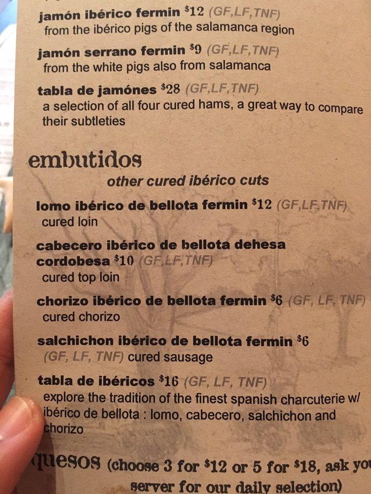 Menu at Cúrate pub & bar, Asheville