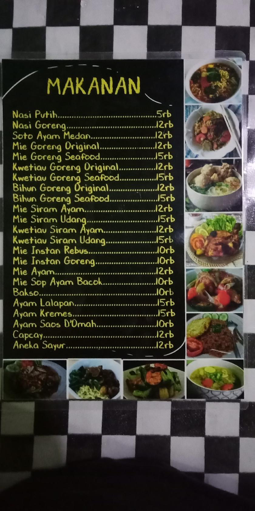 Menu at D'Omah cafe, Indonesia