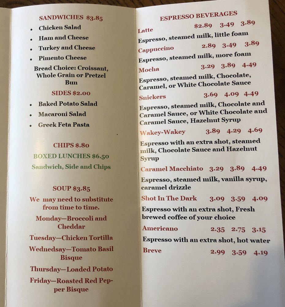Menu at Greene Beanery cafe, Peebles