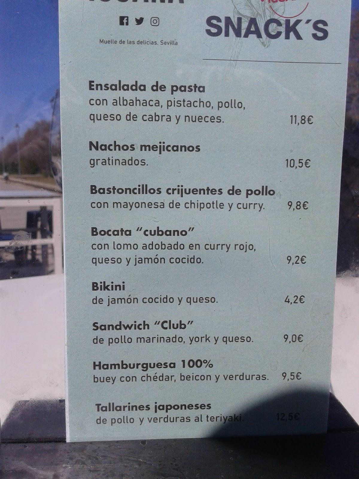 Carta del pub y bar Iguana Terraza, Sevilla