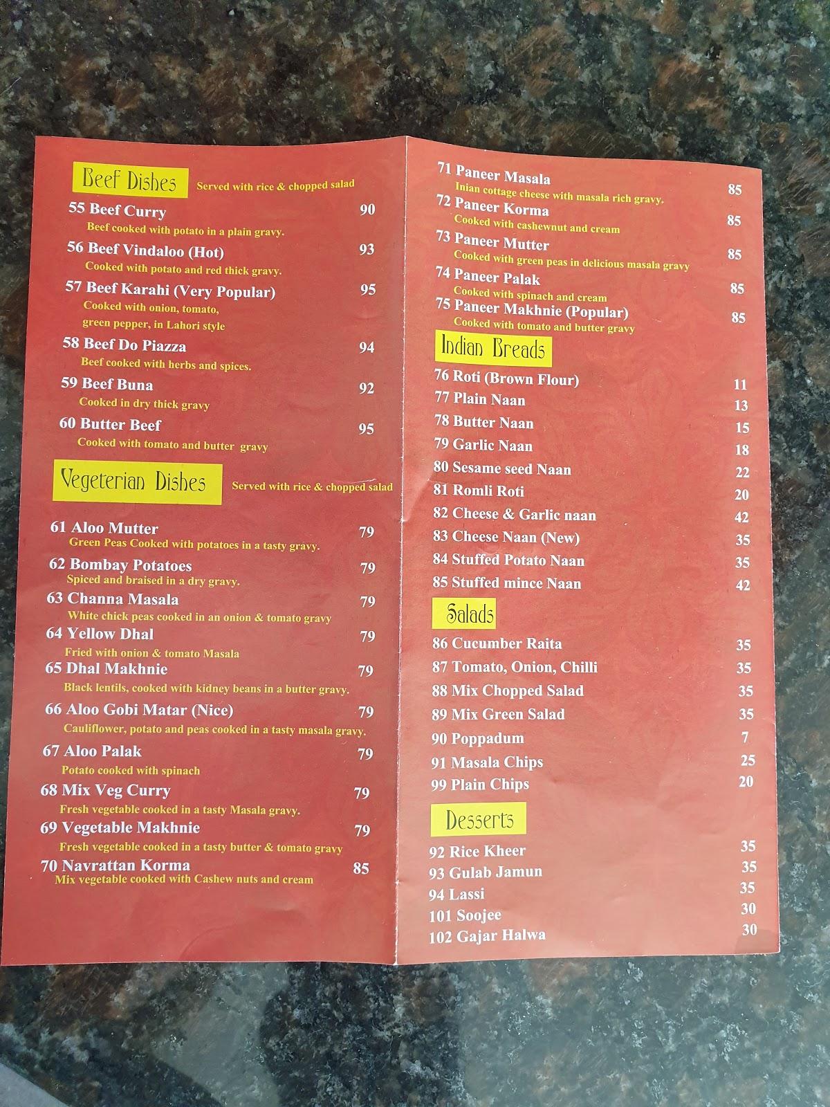 Menu at Rasam Tandoori Indian Restaurant & Takeaway @ moreleta park ...