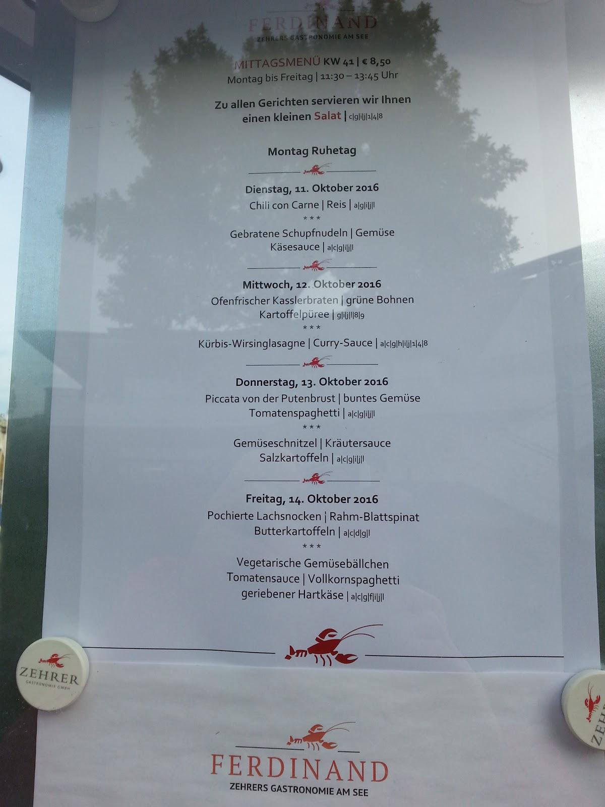 Speisekarte von Restaurant Ferdinand und Café, Friedrichshafen ...