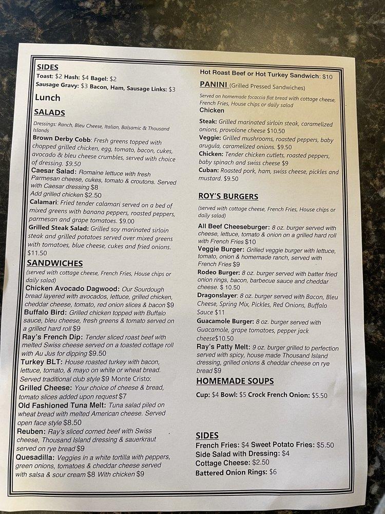 Menu at Roy's restaurant, Manchester