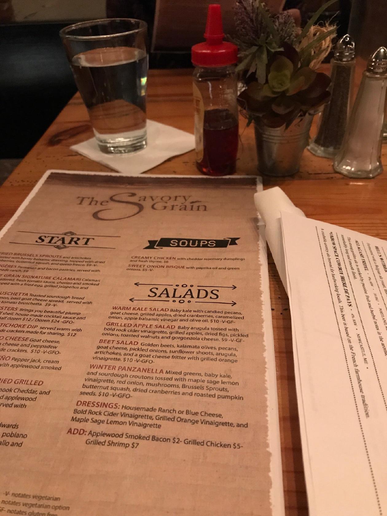 Menu at The Savory Grain pub & bar, Richmond