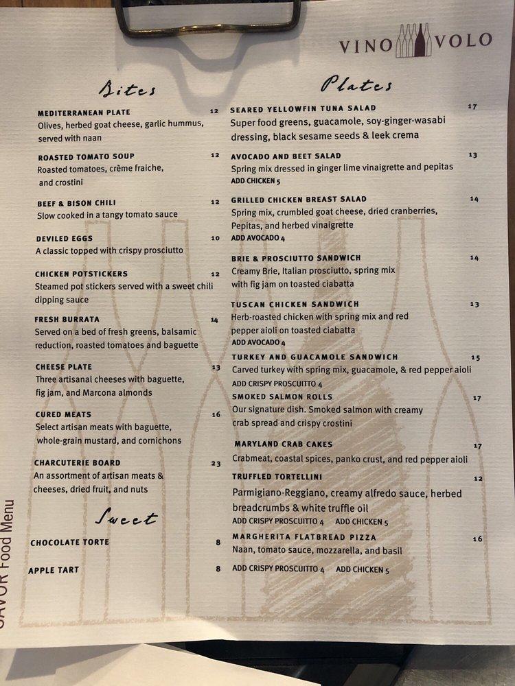 Menu at Vino Volo pub & bar, Grapevine, Terminal A - Gate17