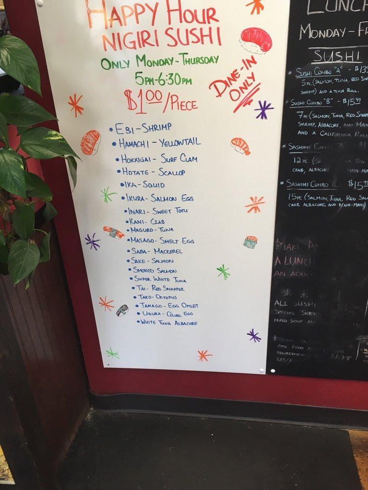 Menu at Young Sushi "Rocks!" restaurant, Amarillo