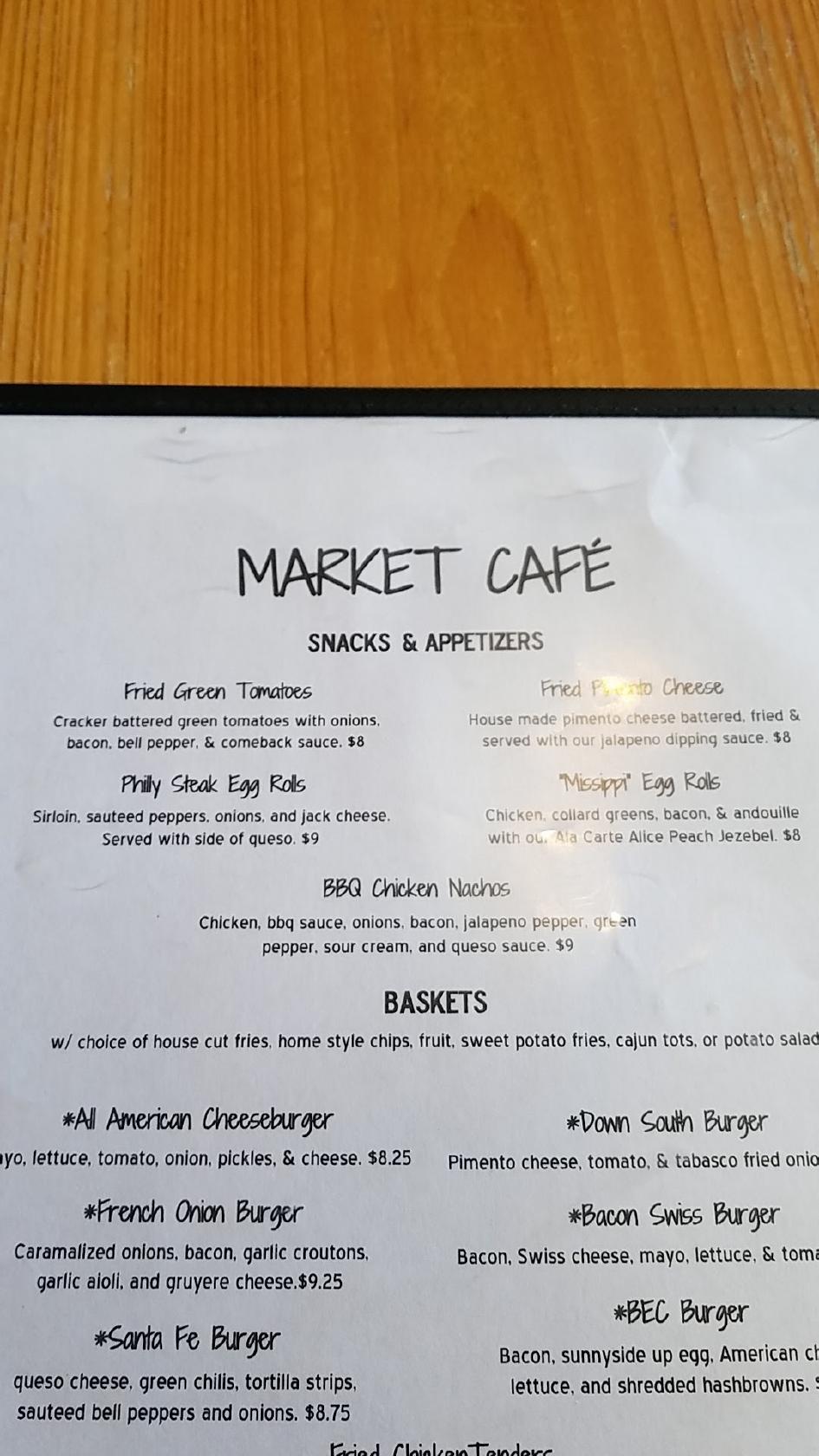 Menu at Market Cafe, Louisville, W Main St