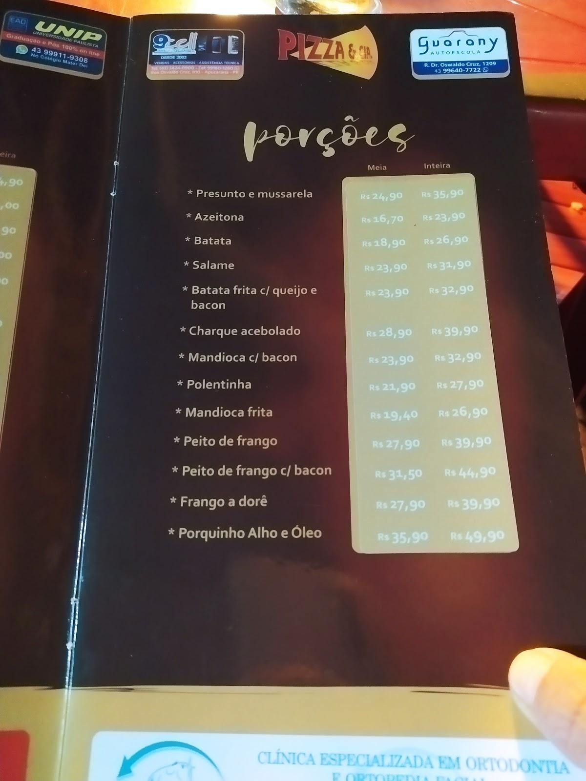 Menu em Pizza & Cia restaurante, Apucarana