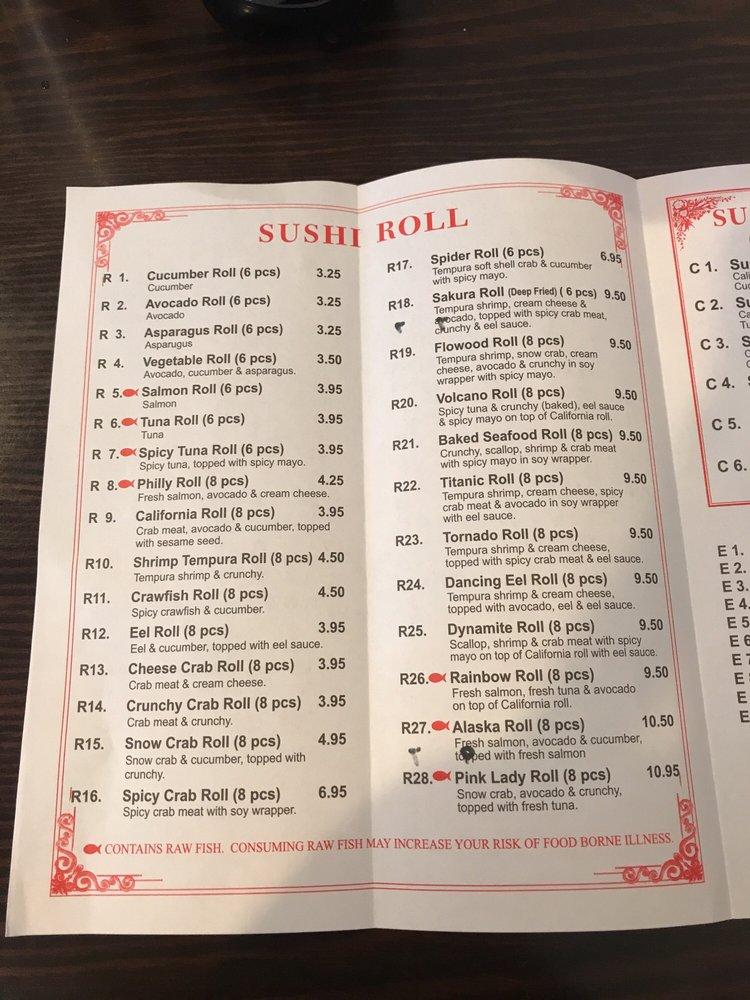 Menu at Sakura Japanese Express restaurant, Flowood, MS-25 D