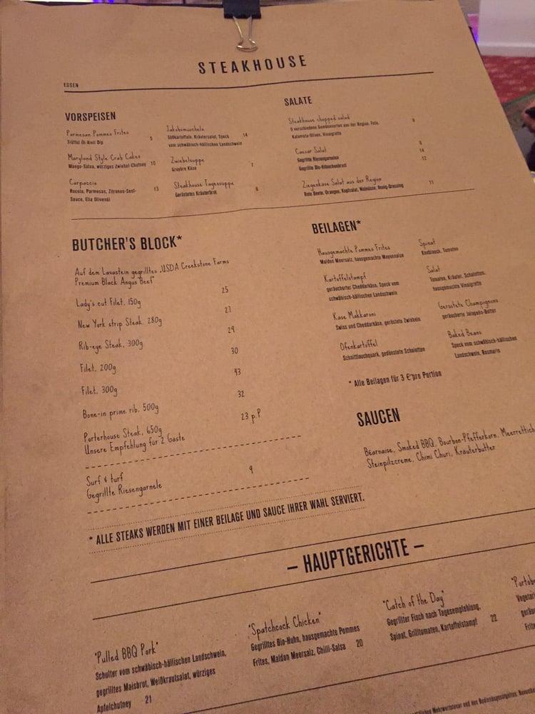 Menu at Steakhouse Restaurant Marriott Hotel, Sindelfingen