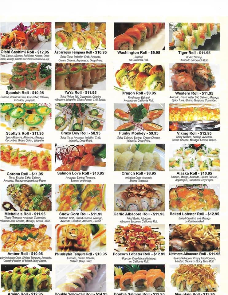 Menu at Aki Sushi restaurant, Yucca Valley, Twentynine Palms Highway