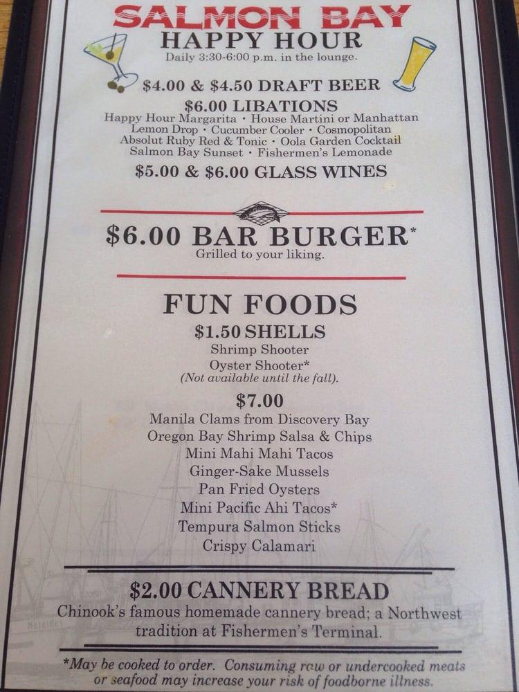 Menu at Chinook's At Salmon Bay pub & bar, Seattle