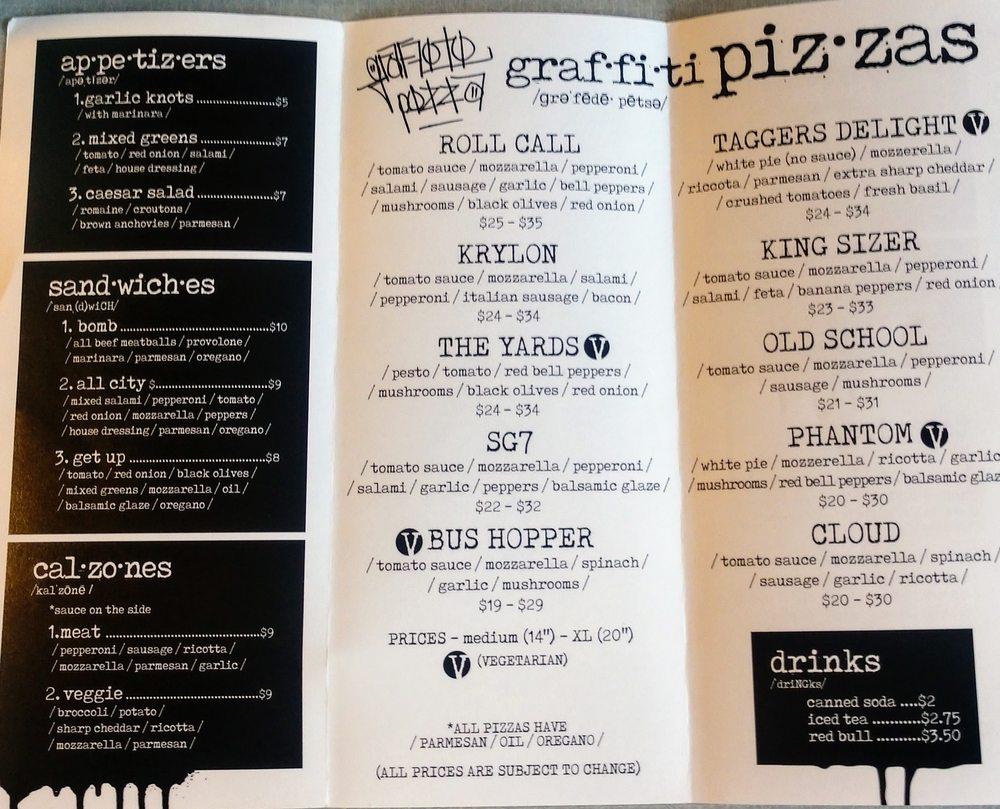 Menu at Graffiti Pizza pizzeria, Oakland