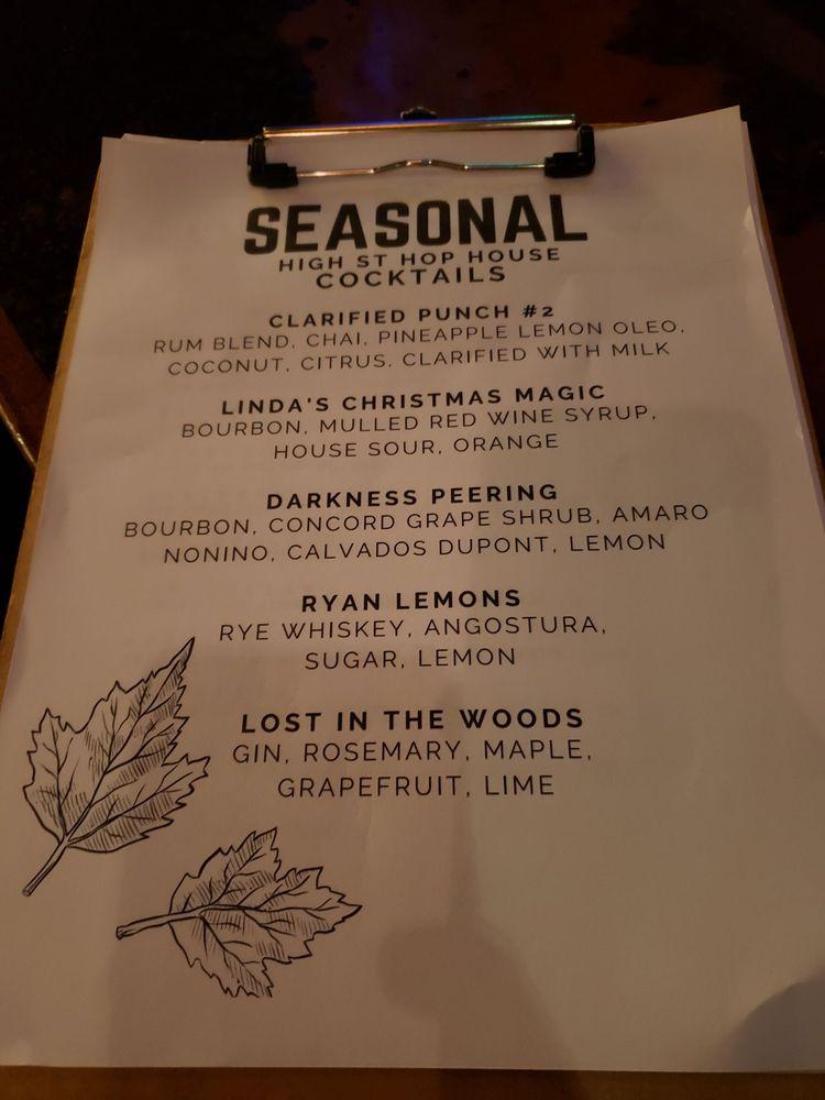 Menu at High St. Hop House pub & bar, Akron