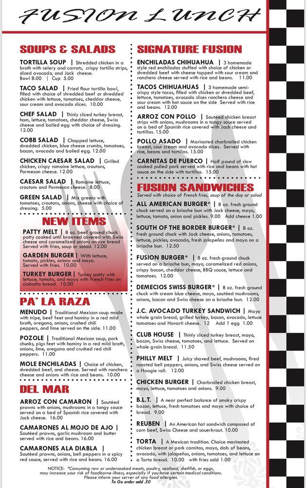 Menu at Hwy 2 Fusion Diner restaurant, Monroe, U.S. Rte 2