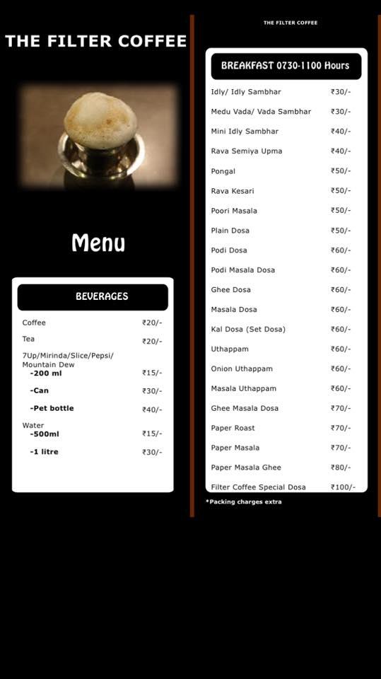 Menu at The Filter Coffee, Bengaluru, 203