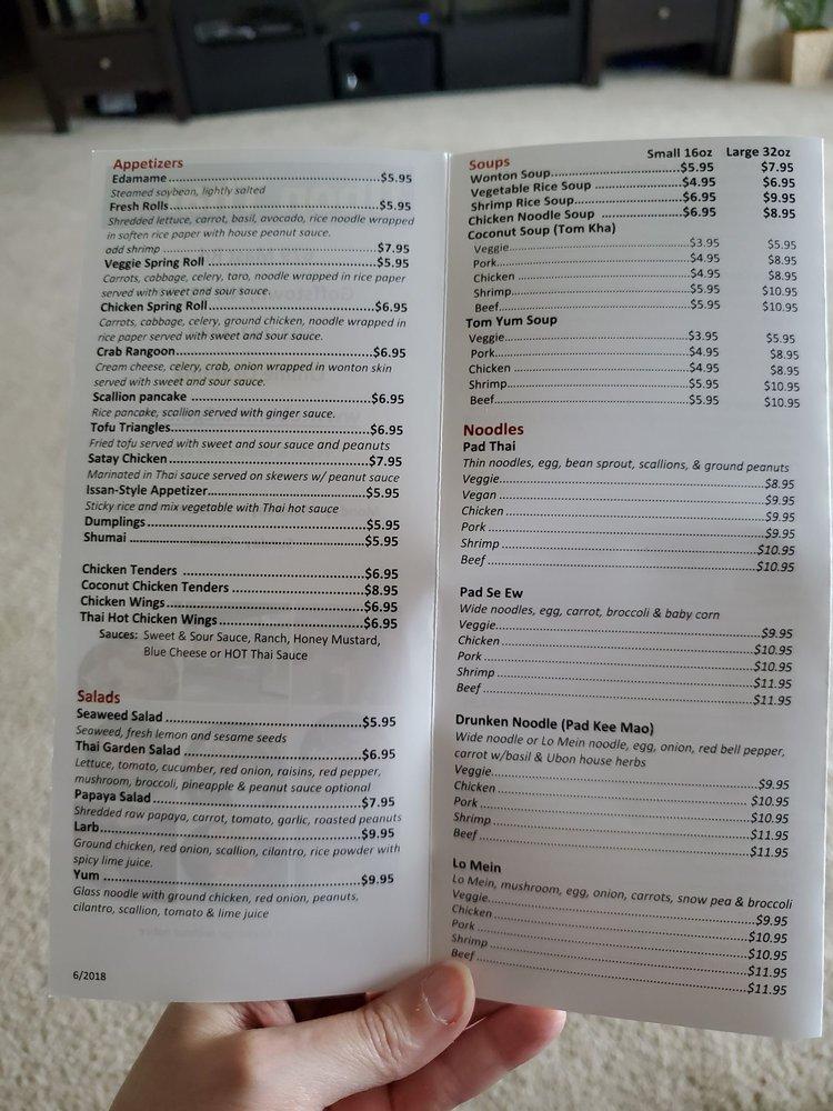 Menu at Ubon Thai 2go restaurant, Manchester