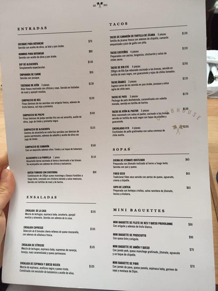 Carta del restaurante HOYO 19, Ciudad del México