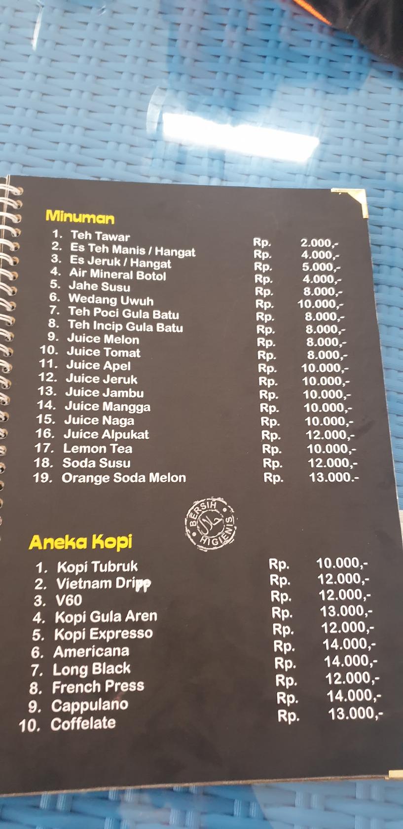 Menu at Orange Cafe & Resto, Pagojengan