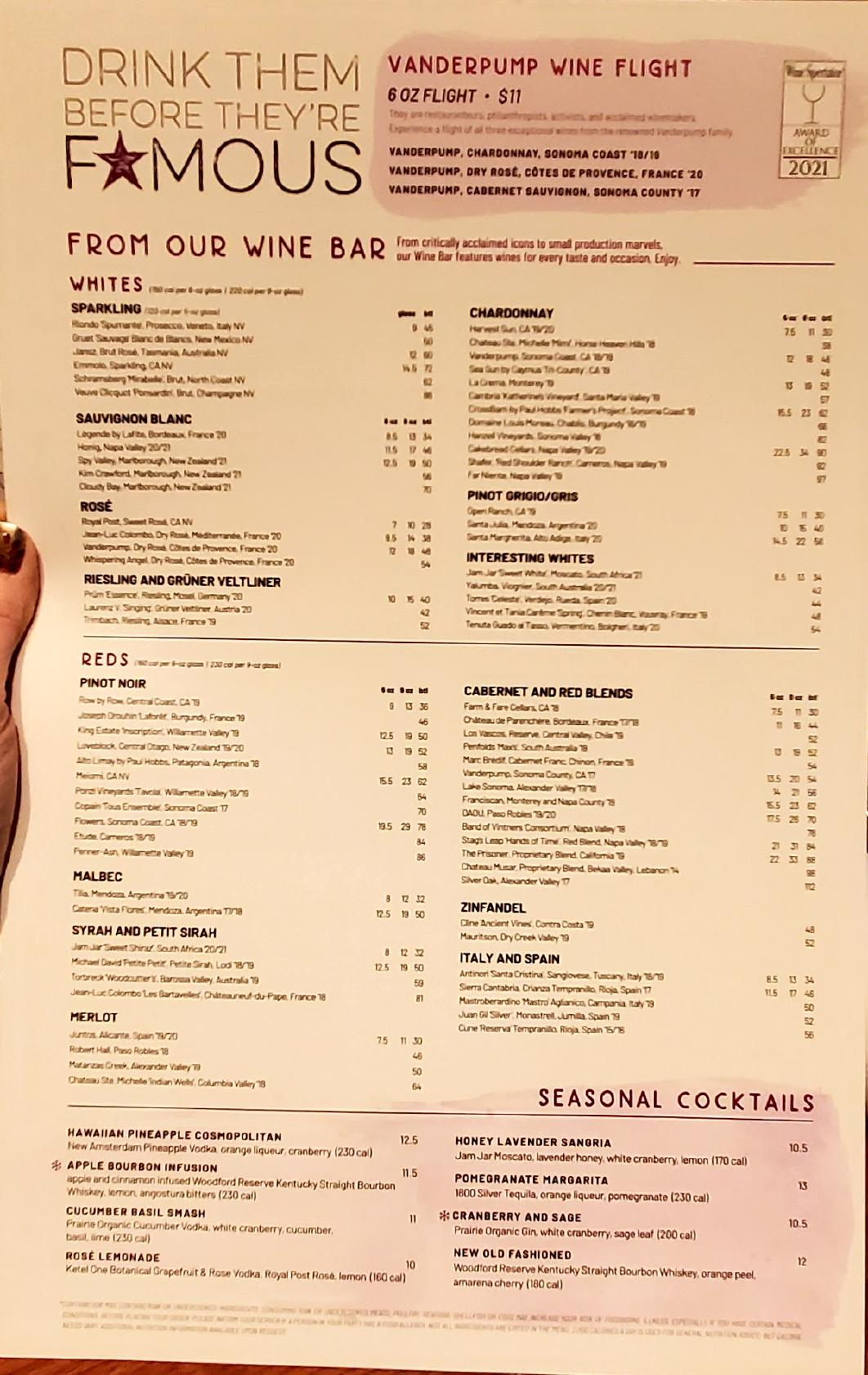 Menu at Seasons 52 pub & bar, Buford, Buford Dr