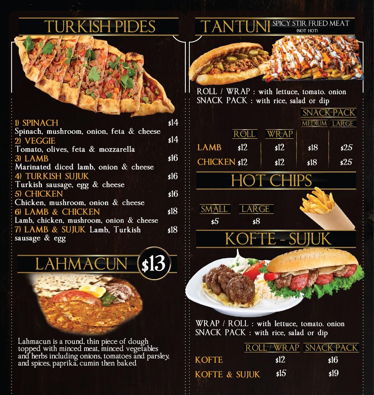 Menu at Baba's Grill restaurant, Wollongong